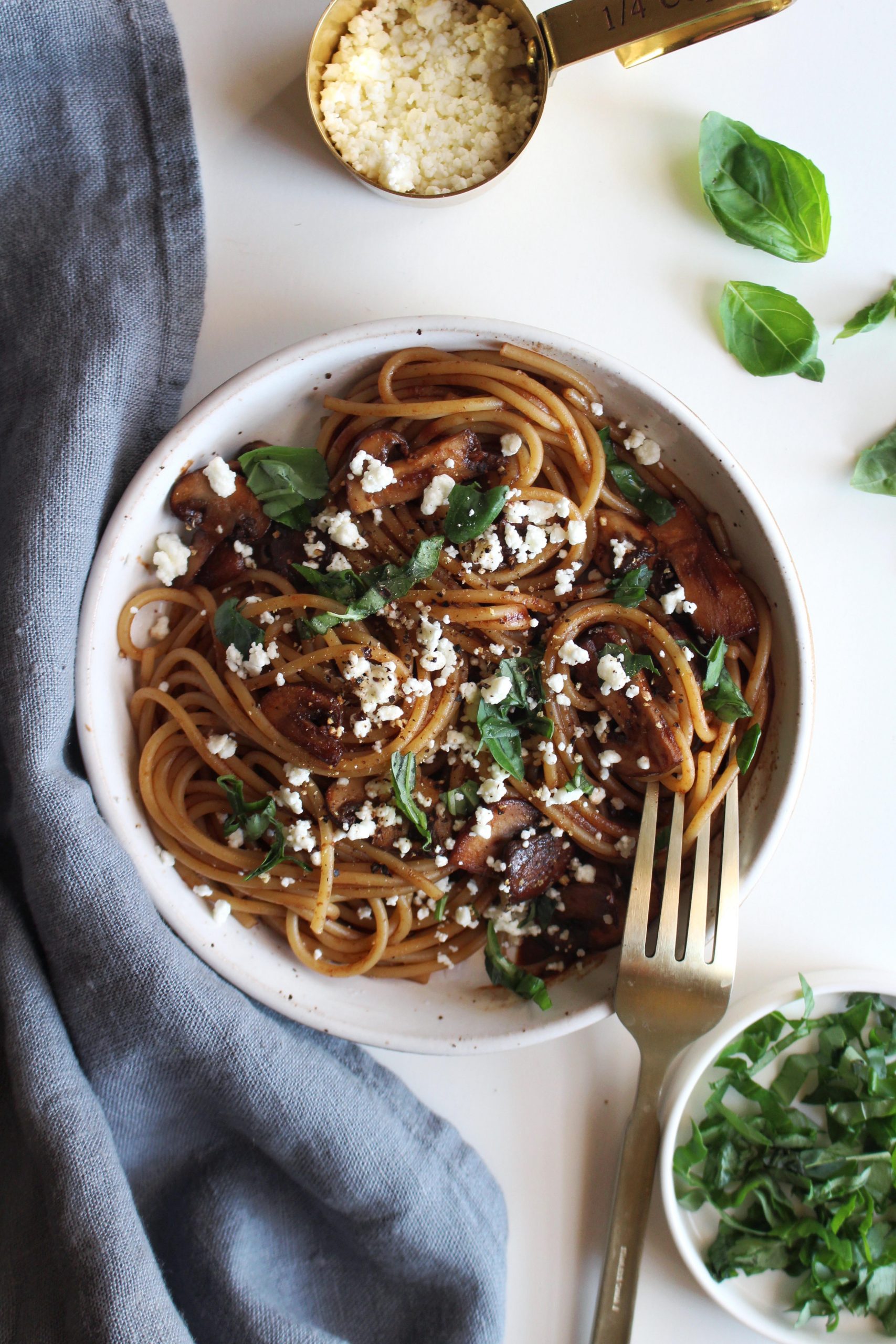 Balsamic Mushroom Pasta with Goat Cheese Crumbles » Annie's Kitchen